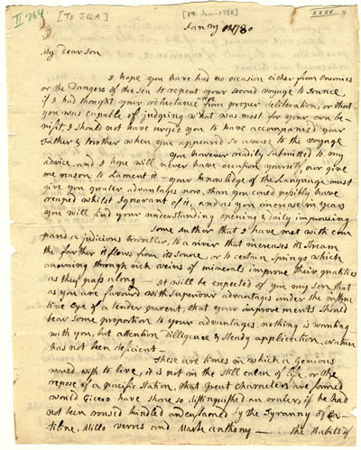 MHS Collections Online: Letter from Abigail Adams to John Quincy Adams ...