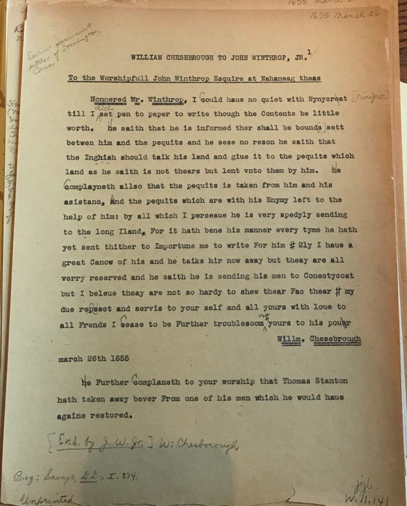 The Winthrop Family Papers [Transcripts]: A Modest Treasure | Beehive