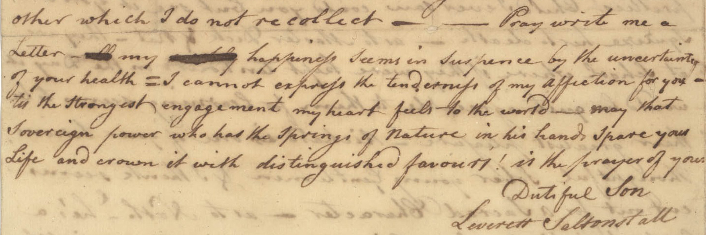 “I am my ever honoured & revered Mamma your Dutiful & affectionate Son ...