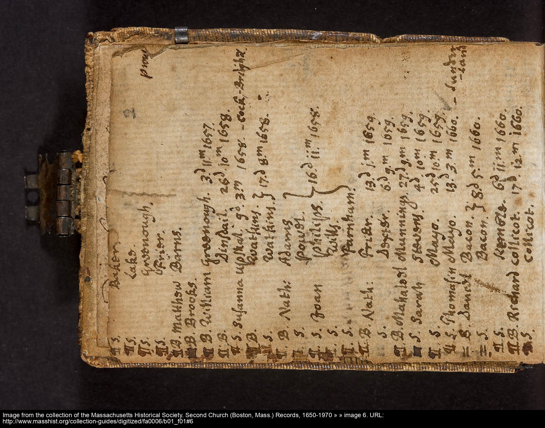 Second Church (Boston, Mass.) Records, 1650-1970