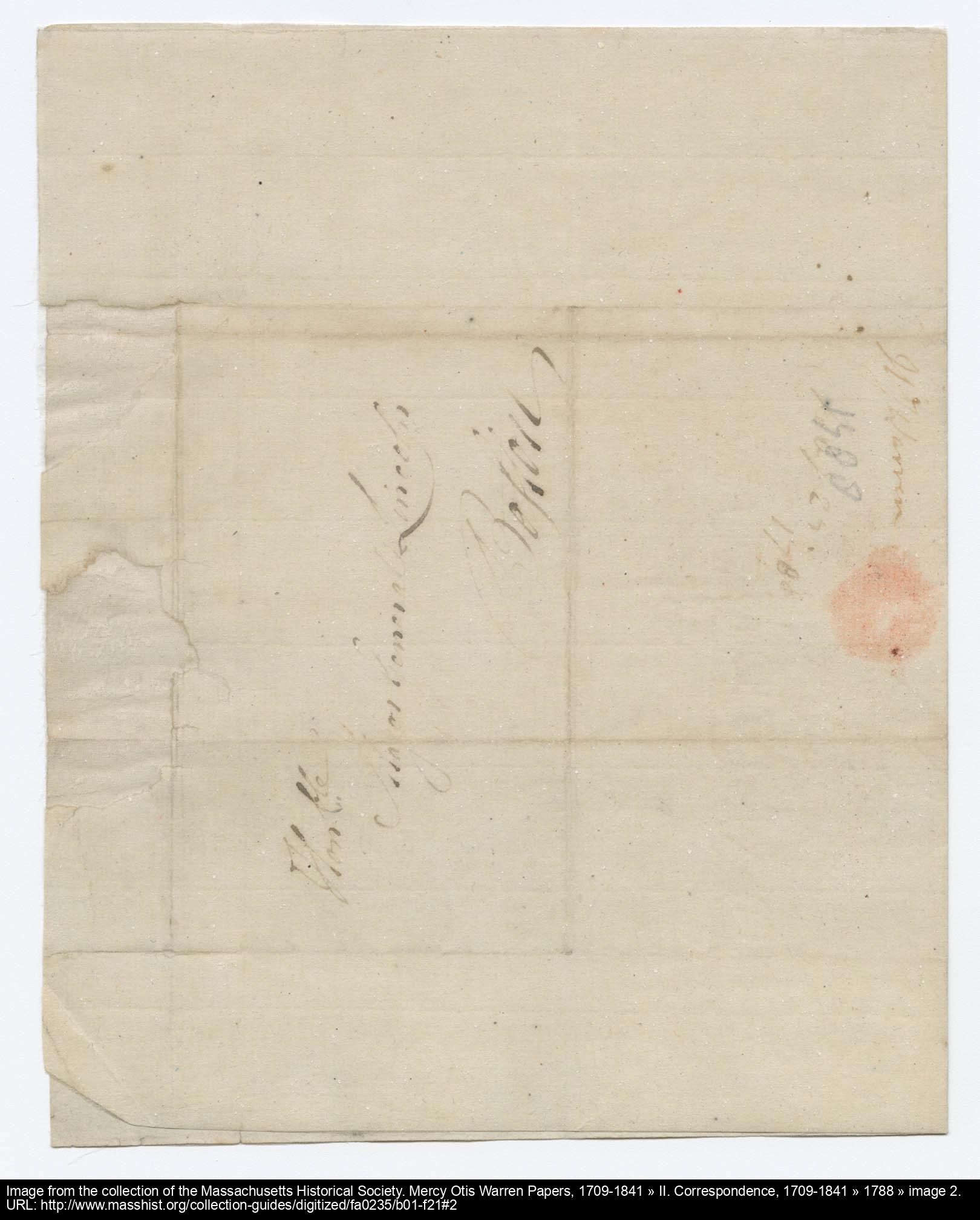 Mercy Otis Warren Papers, 1709-1841