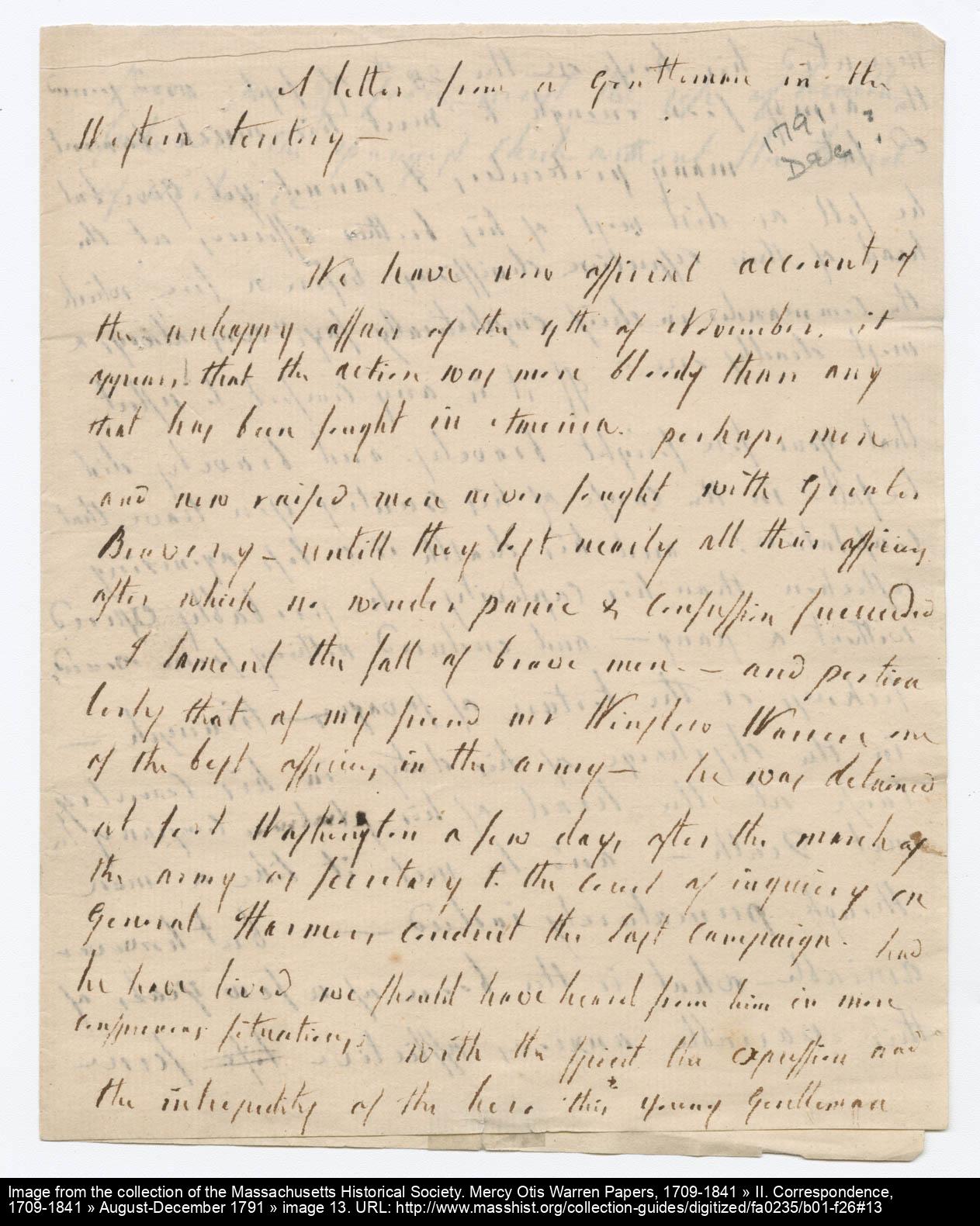 Mercy Otis Warren Papers, 1709-1841