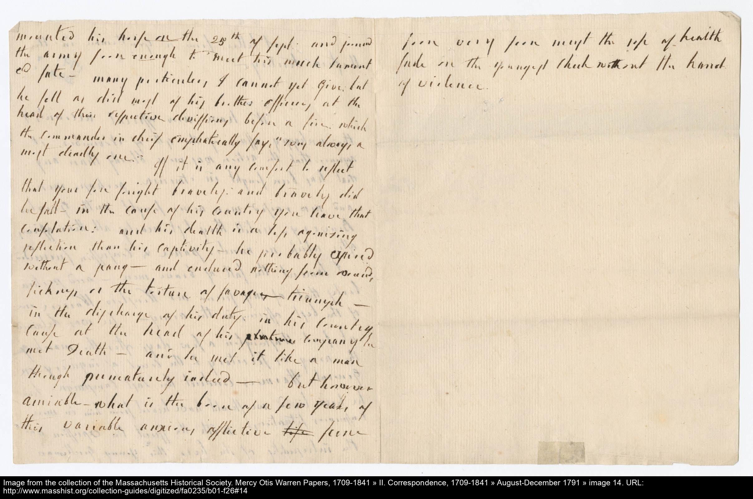 Mercy Otis Warren Papers, 1709-1841