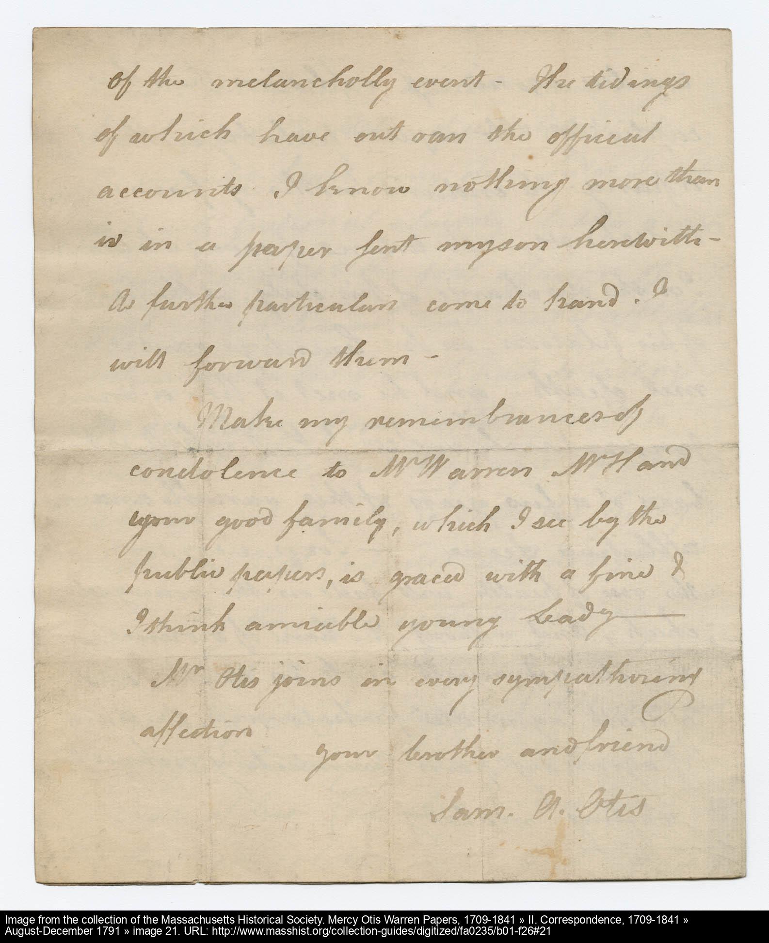 Mercy Otis Warren Papers, 1709-1841