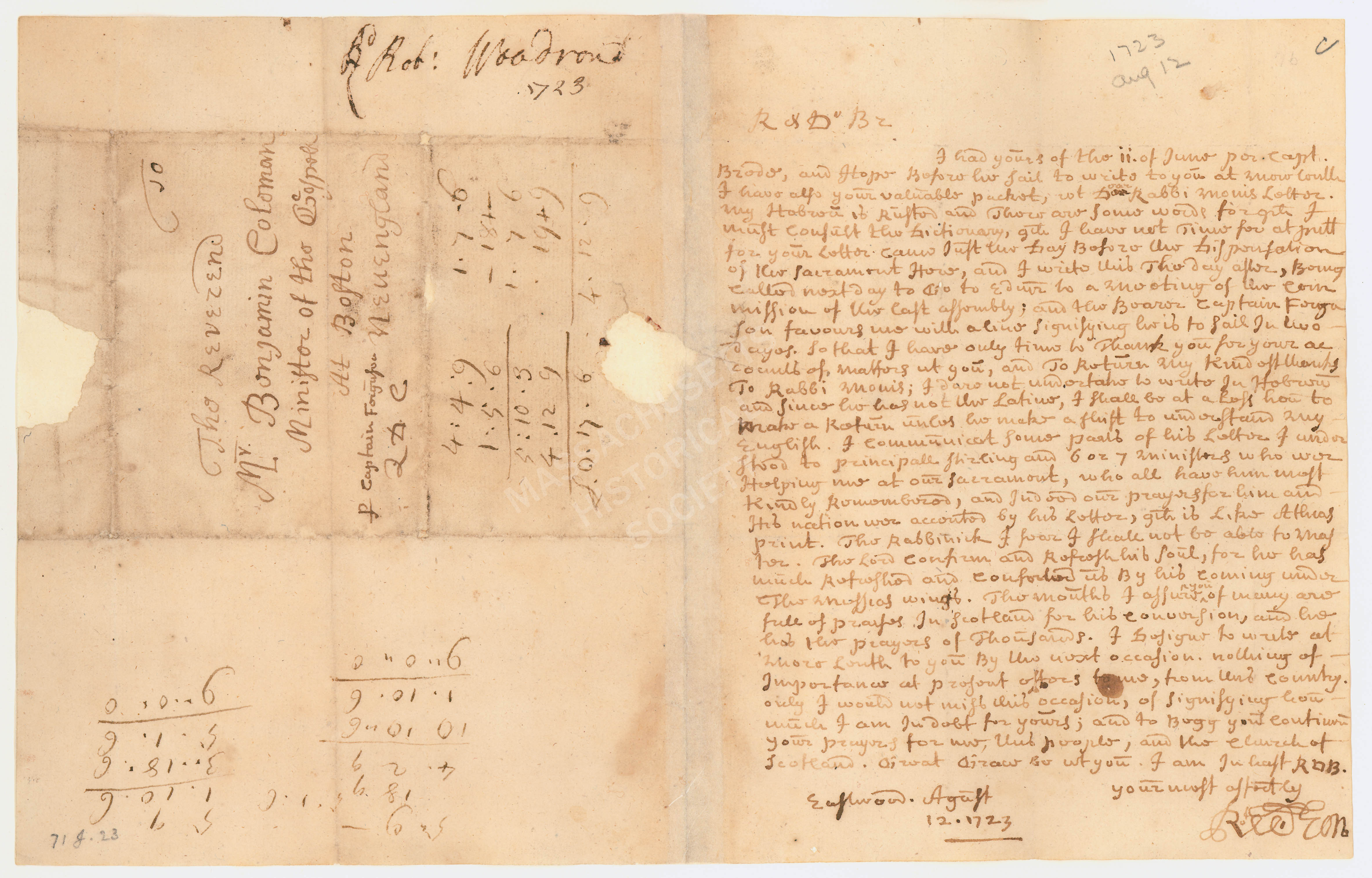 Benjamin Colman Papers, 1641-1806