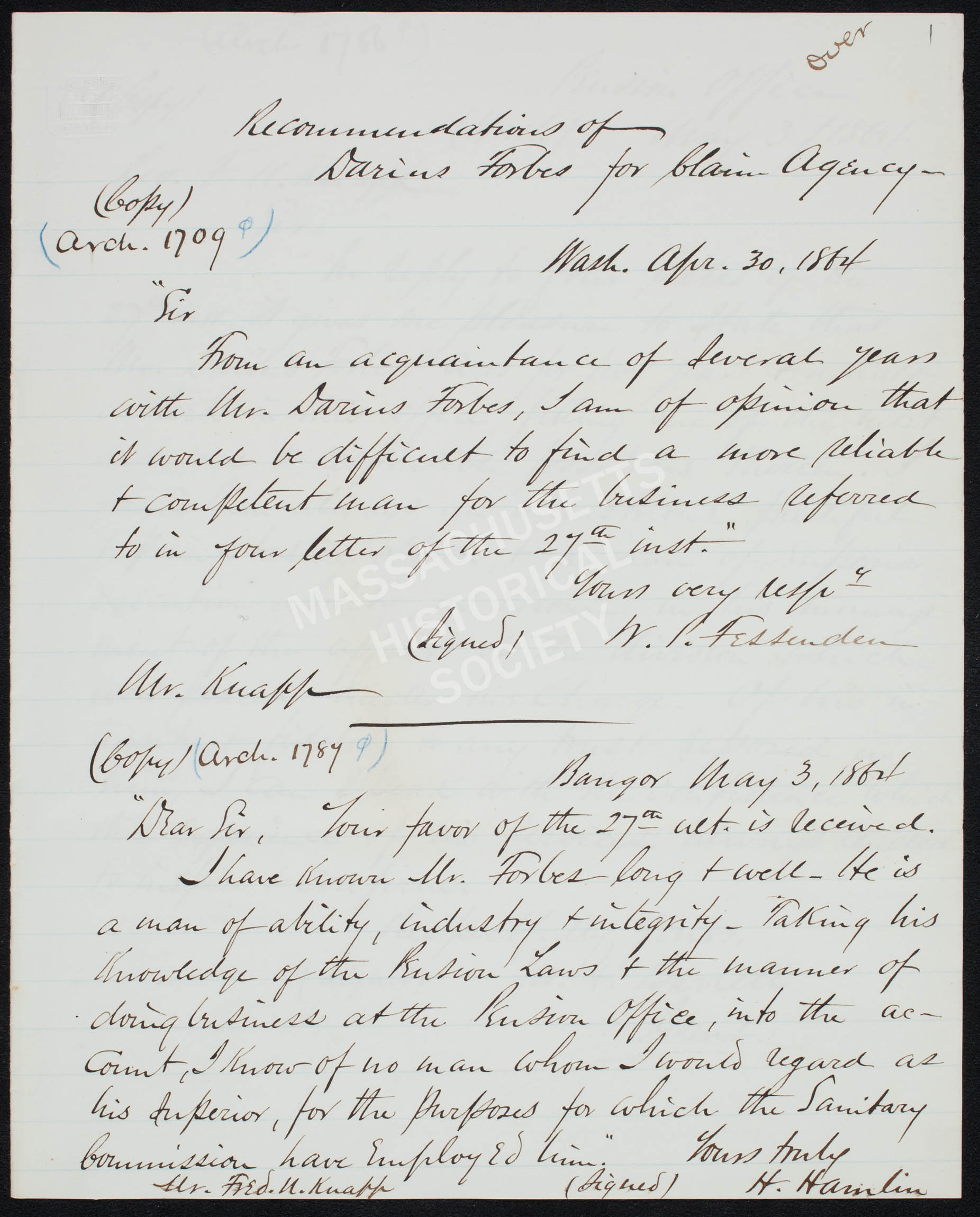 Frederick Newman Knapp Papers, 1848-1904