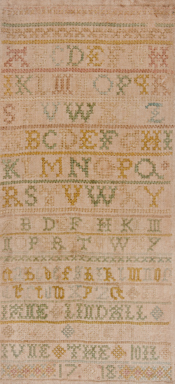 MHS Collections Online: Jane Lindall, marking sampler