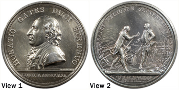 MHS Collections Online: Comitia Americana medal, Gates at Saratoga, 1777