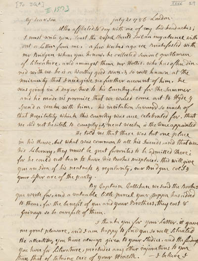MHS Collections Online: Letter from Abigail Adams to John Quincy Adams ...