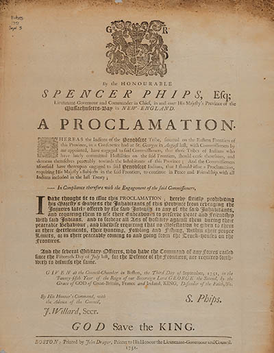 MHS Collections Online: By the Honourable Spencer Phips, Esq; ... A ...