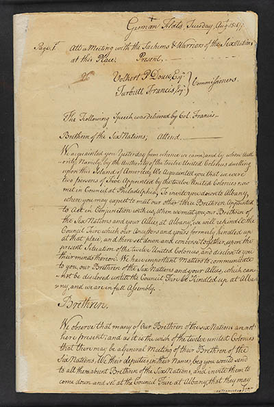 MHS Collections Online: Speeches at a meeting with the sachems of the ...