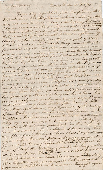 MHS Collections Online: Letter from James Warren to Mercy Otis Warren ...