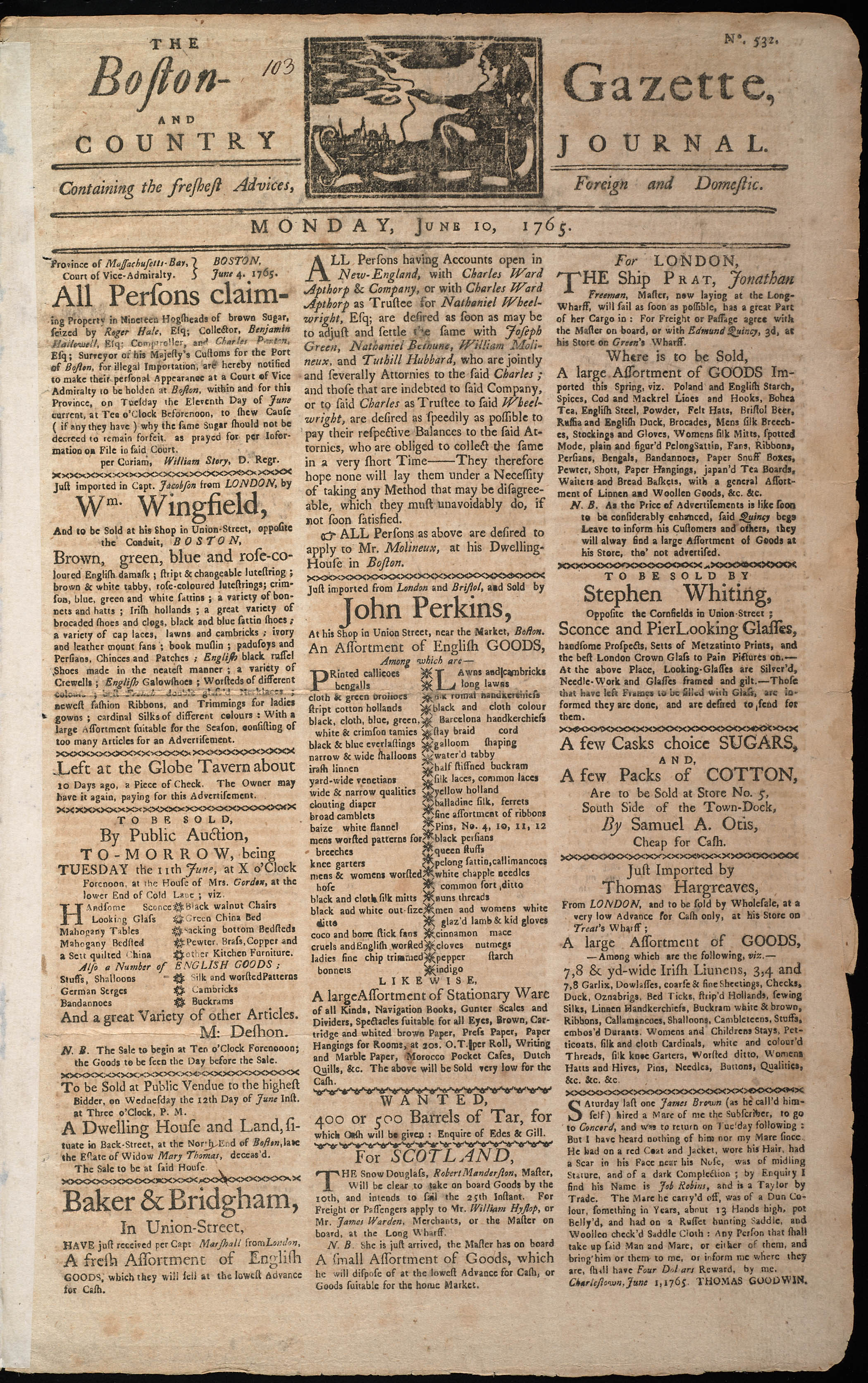 The Annotated Newspapers of Harbottle Dorr: The Boston-Gazette, and ...